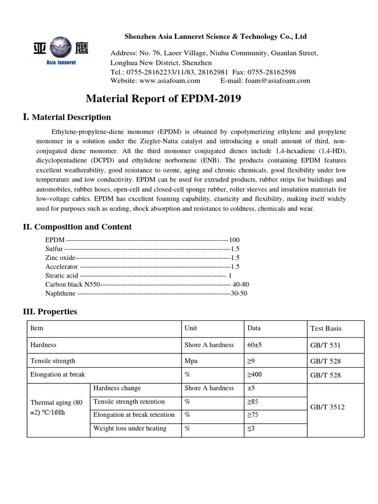 Asia Lanneret EPDM-2019 | PDF | Materials | Building Engineering