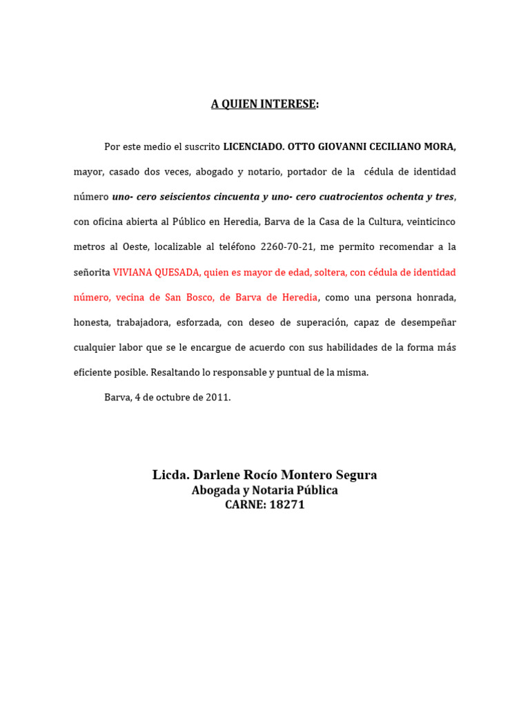 Carta Recomendacion Yerlin | PDF | Ciencias sociales | Derecho