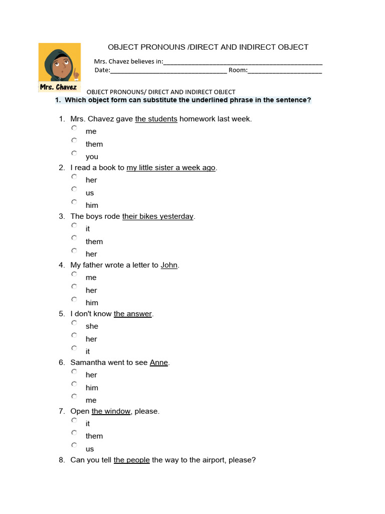 Object Pronouns Direct and Indirect Object 02t | PDF