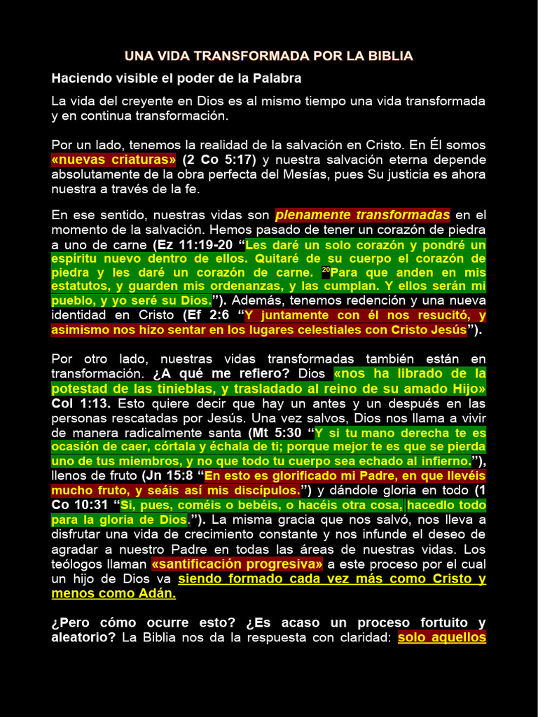 Tema 4 Una Vida Transformada Por La Biblia | PDF | Amor | Pecado