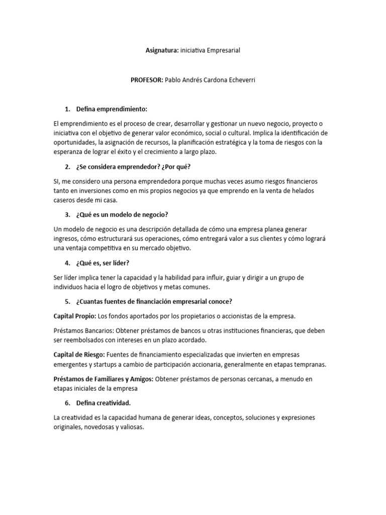 Emprendimiento | PDF | Iniciativa empresarial | Business