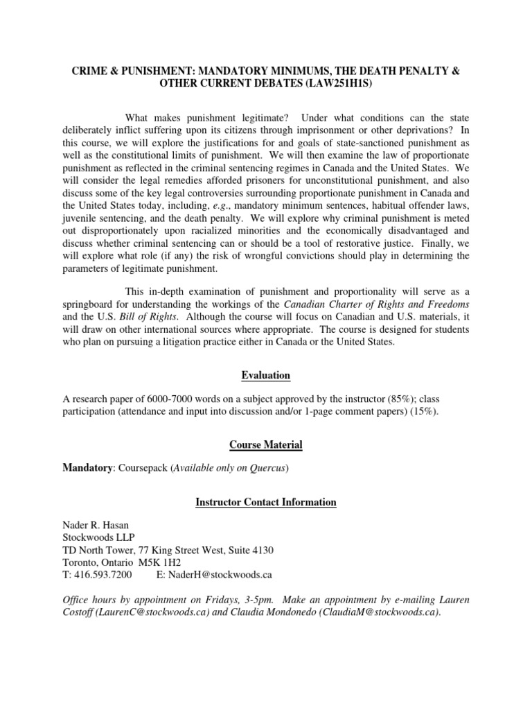 Crime & Punishment: Key Legal Debates | PDF | Gregg V. Georgia | United ...