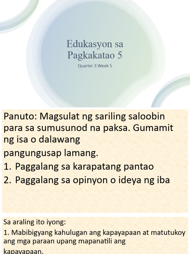 EsP 5 PPT Q3 W5 | PDF