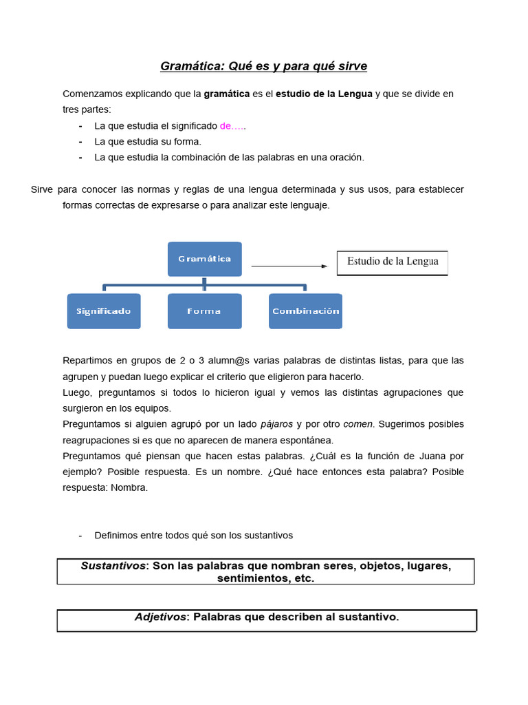 GRAMÁTICA sustantivos y adjetivos clasificación | PDF | Adjetivo | Sustantivo