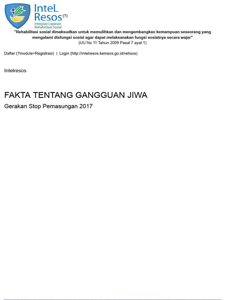 0 Integrasi Layanan Rehabilitasi Sosial (InteL Resos) | PDF | Pengembangan Diri | Kesehatan Holistik