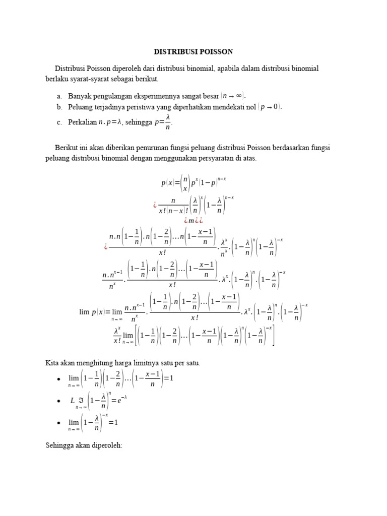 Distribusi Poisson: Definisi dan Sifat | PDF