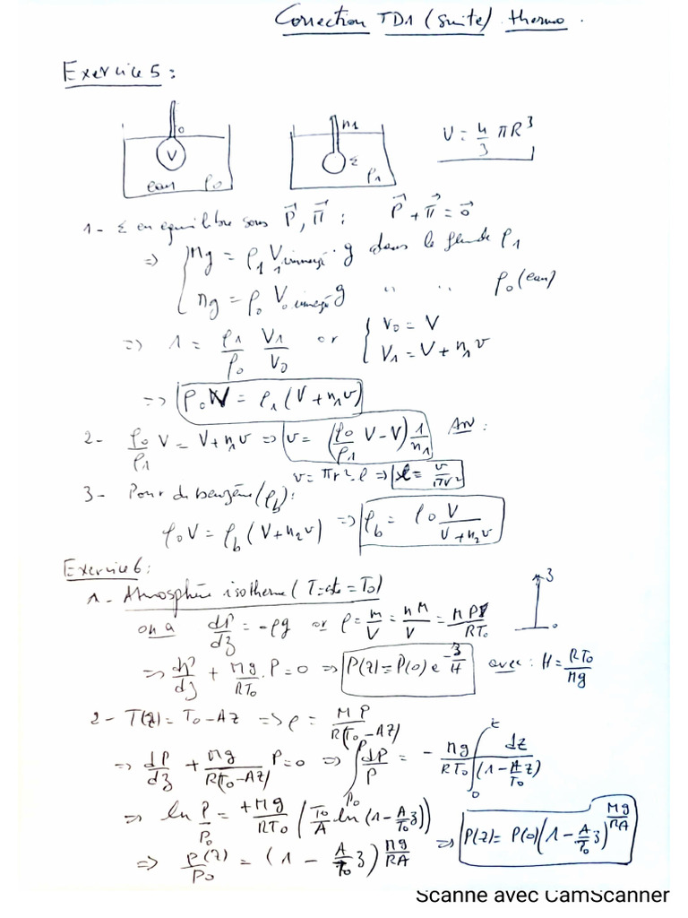 Corrigé TD Thermo 1 Suite | PDF