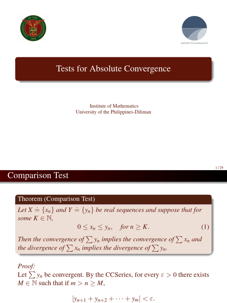 I2-Tests For Absolute Convergence | PDF | Limit (Mathematics) | Real ...