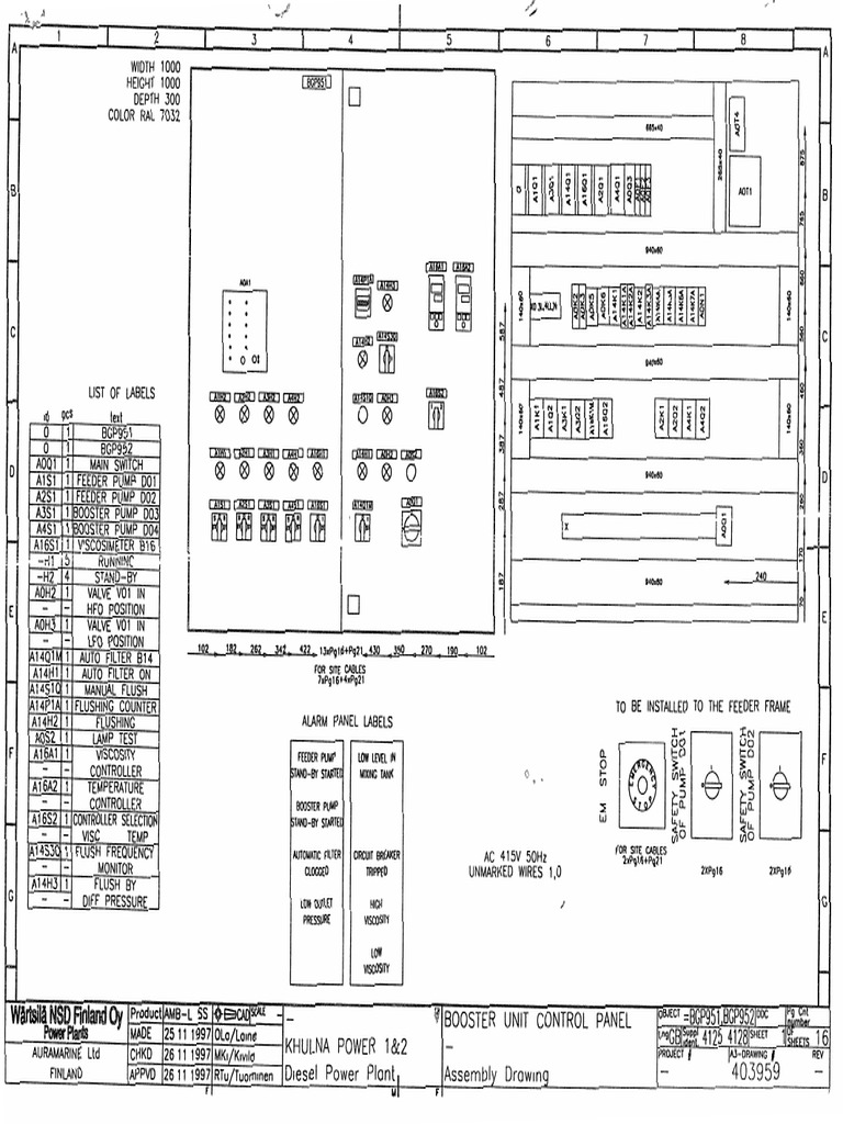 Booster Unit Control Panel Circuit Diagram | PDF