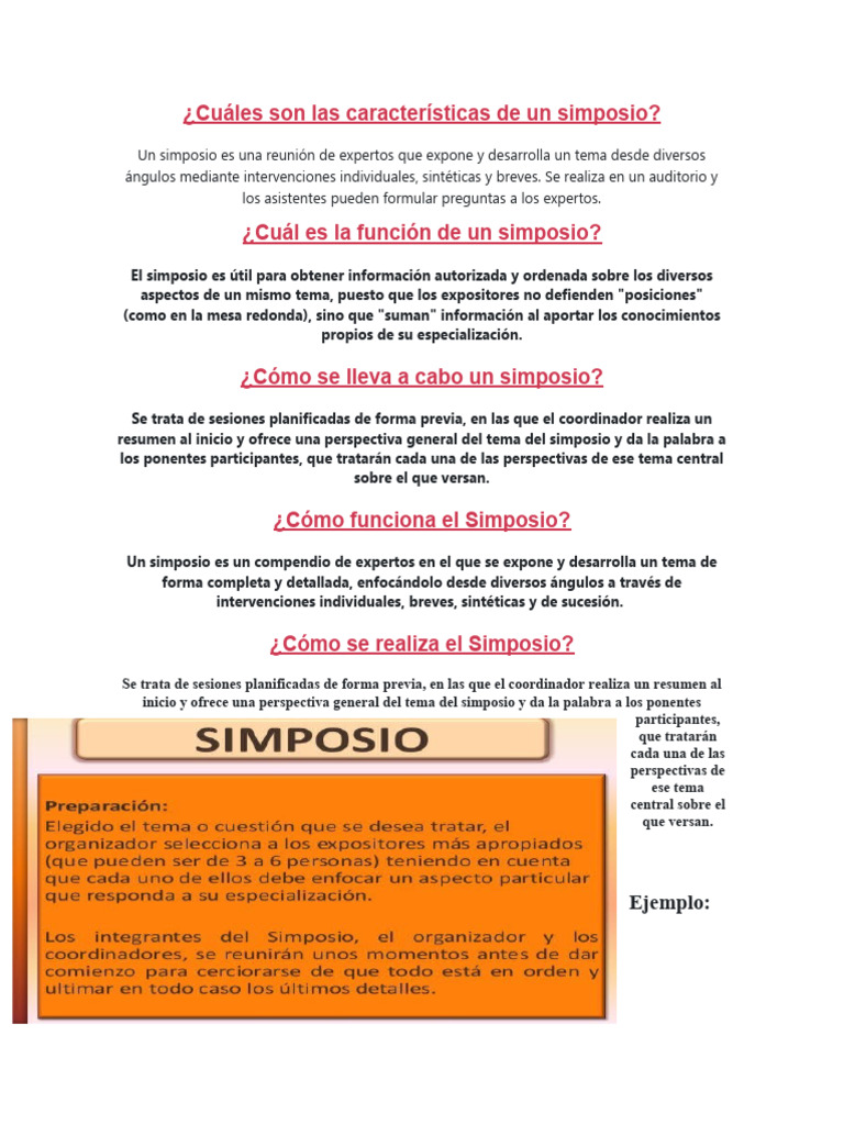 Cuáles Son Las Características de Un Simposio | PDF