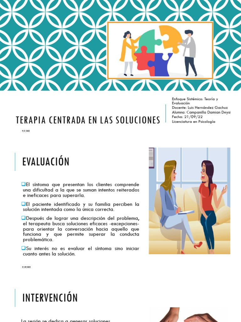 Terapia Centrada en Las Soluciones | PDF | Evaluación | Comportamiento