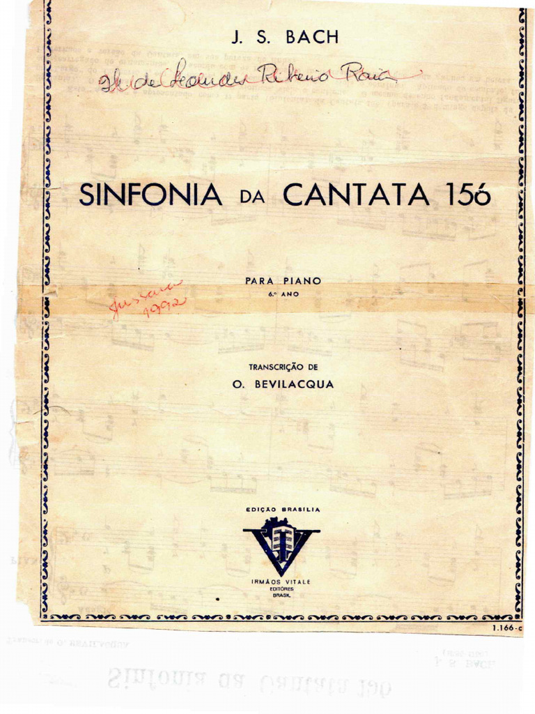 Sinfonia Da Cantata 156 J.S Bach | PDF