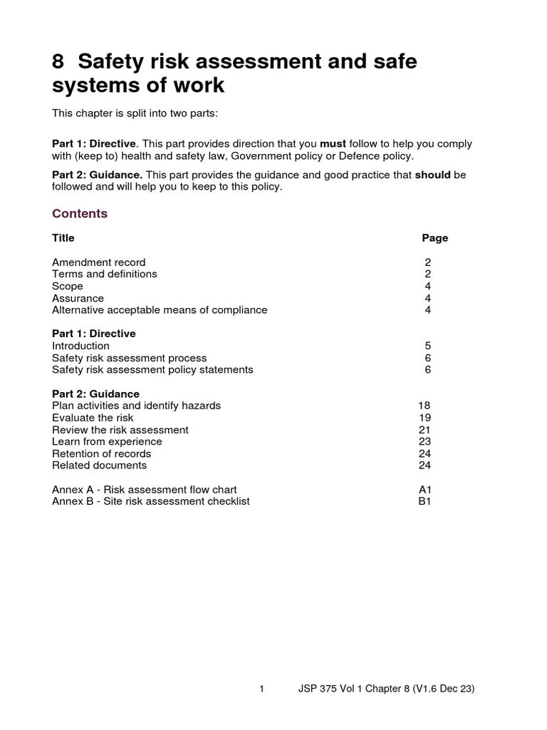 Safety Risk Assessmnet and Safe Systems of Work | PDF | Risk | Risk ...