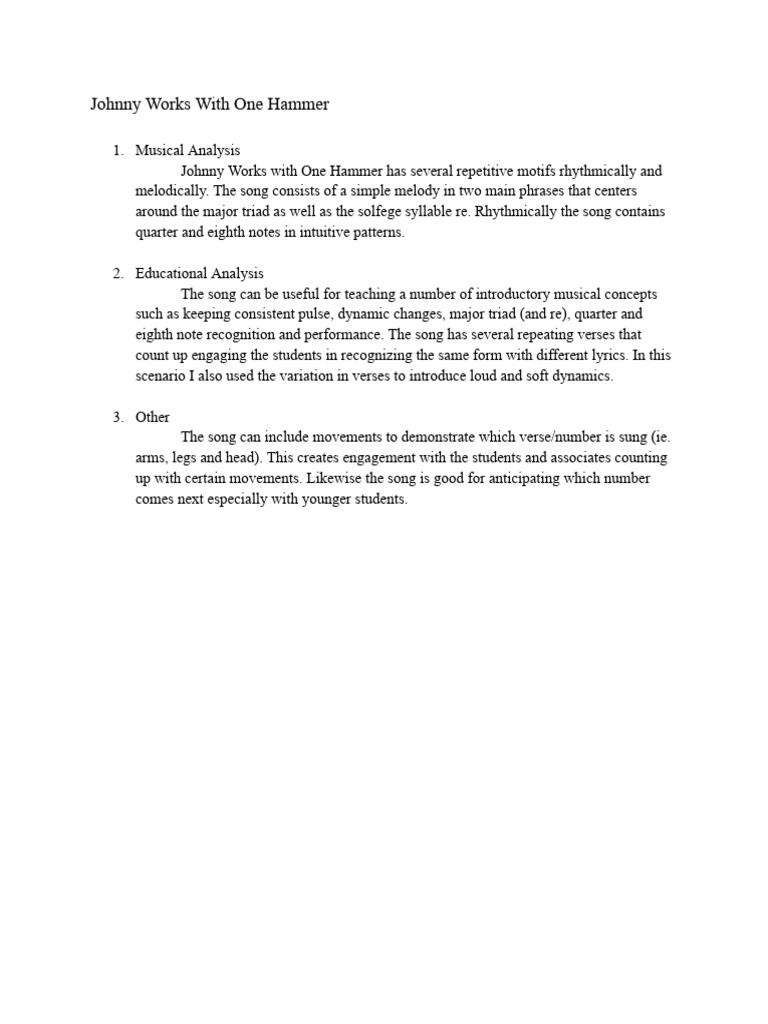 Johnny Works With One Hammer | PDF