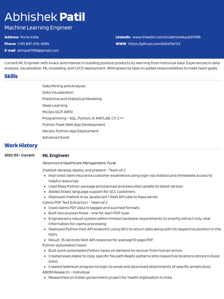 Abhishek Patil Resume Python AI-ML Developer | PDF | World Wide Web ... Abhishek Patil Resume Python AI-ML Developer | PDF | World Wide Web ...