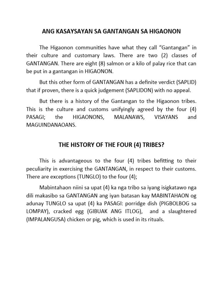 Higaonon Gantangan Traditions | PDF
