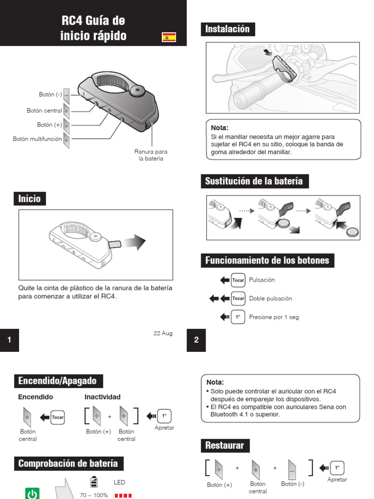 QuickStartGuide RC4 1.1.0 Es 220823 | PDF | Auriculares | Electrónica
