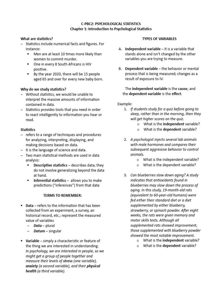 Chapter 1 Introduction To Psych Stat | PDF | Sampling (Statistics ...