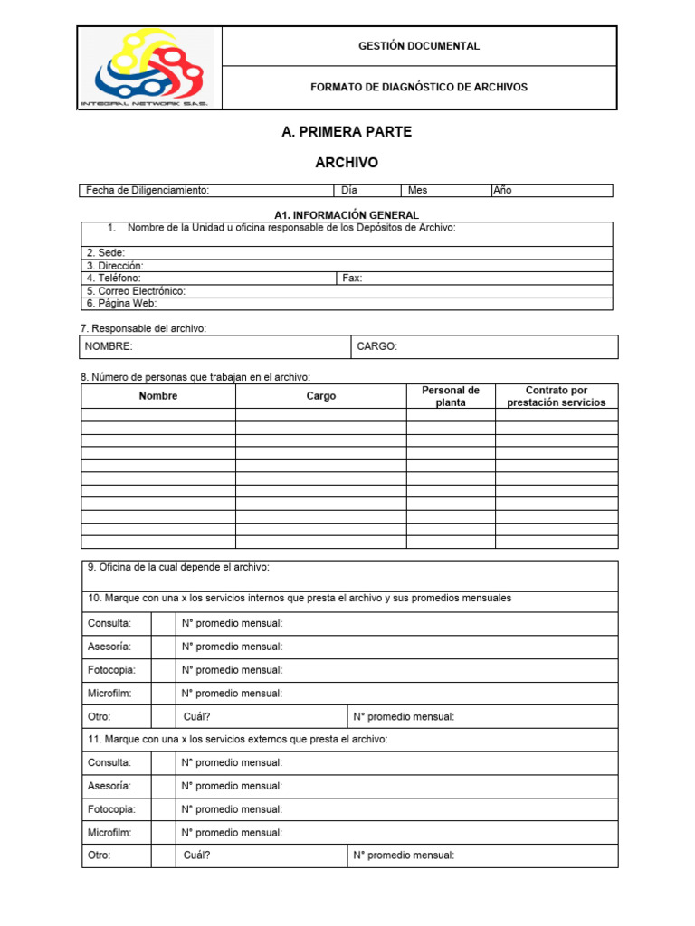 Formato Diagnostico de Archivos IN | PDF | Gestión de registros ...