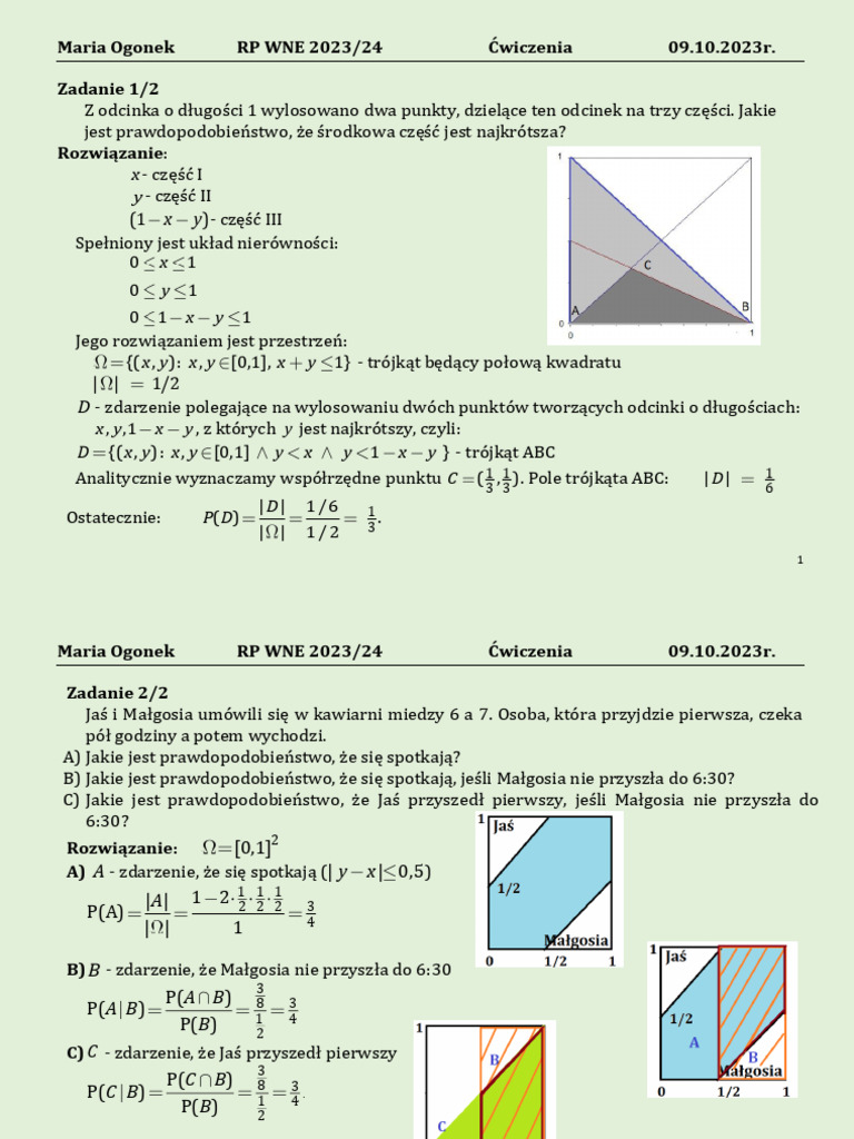 Rachunek Prawdopodobieństwa Zestaw 2 | PDF