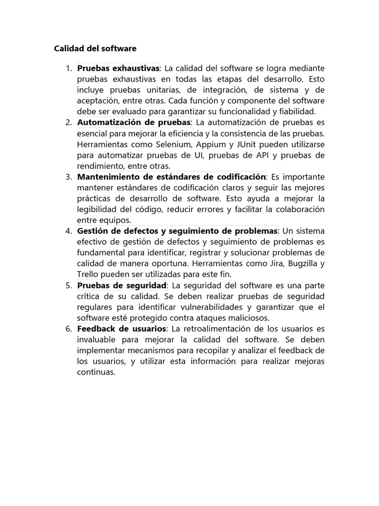Calidad Del Software | PDF | Software | Calidad (comercial)