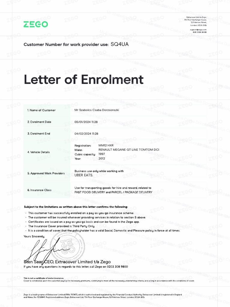 Letter of Enrolment 113106 | PDF | Private Law | Insurance