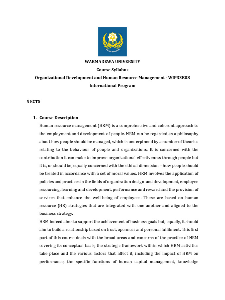 Organizational Development and HRM | PDF | Human Resource Management | Goal