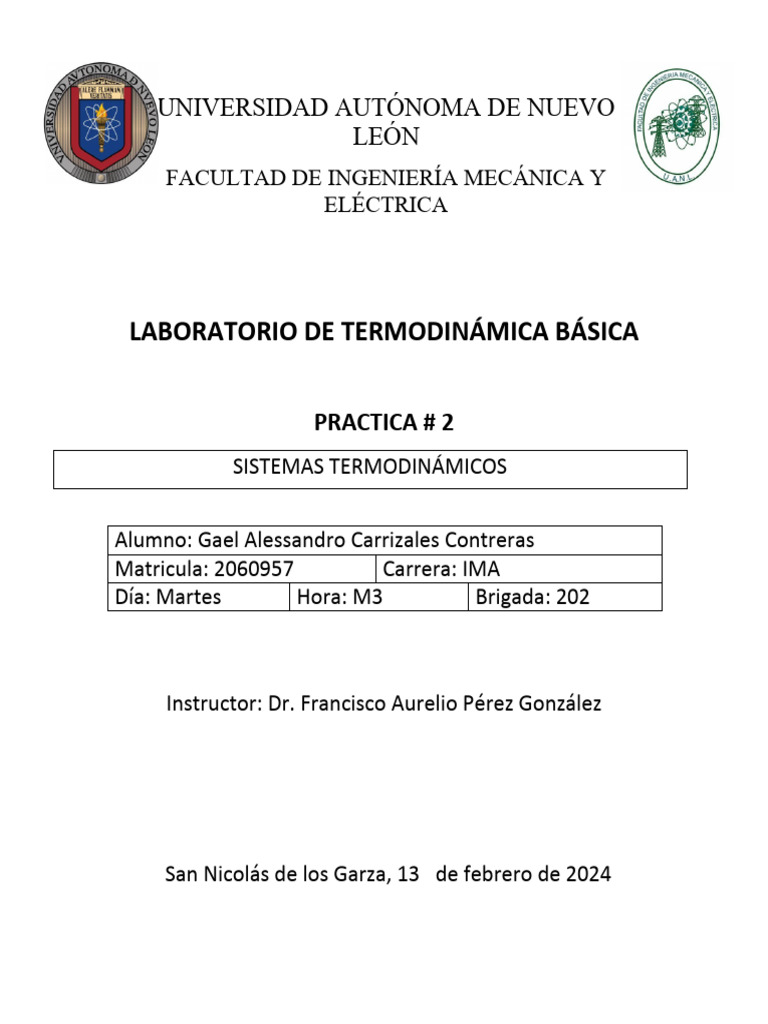 Portada Lab Termo Basica | PDF | Pascal (Unidad) | Termodinámica