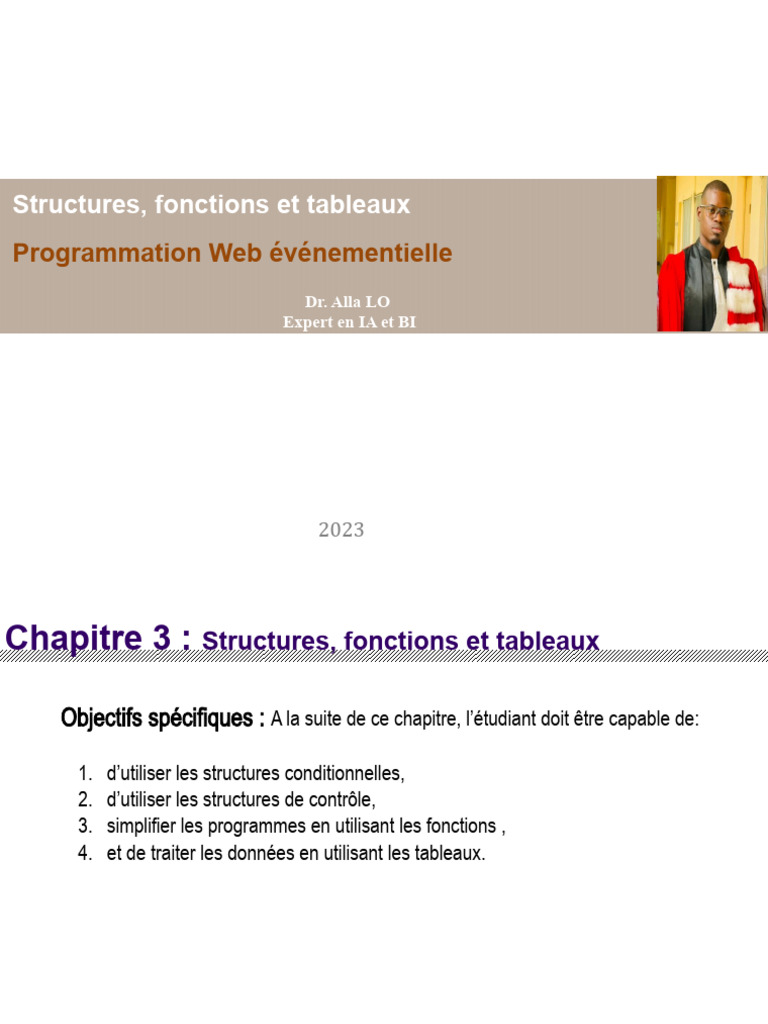 Sequence 03 - Cours Programmation Objet Evenementielle | PDF | Structure de contrôle | JavaScript