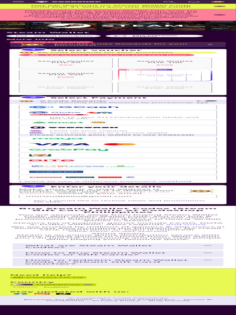 Steam Wallet Codes Steam Gift Card Codashop P | PDF | Gift Card | Voucher