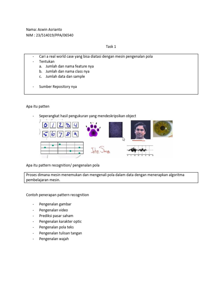 Task 1 - Pattern Recognition | PDF