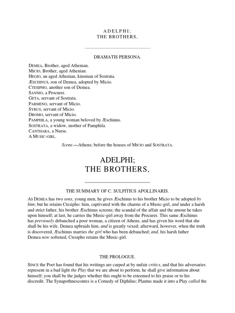 The Brothers: Athenian Family Drama | PDF