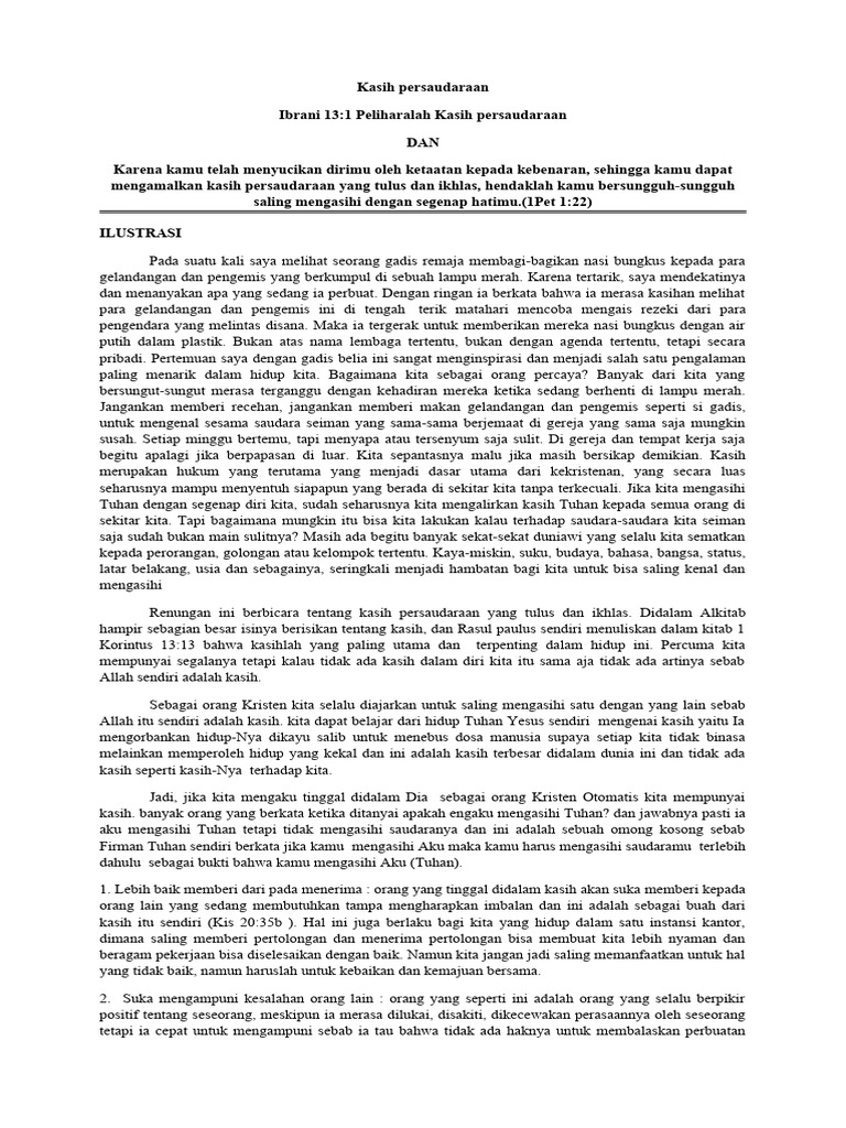 Kasih Persaudaraan Perbaiki | PDF Kasih Persaudaraan Perbaiki | PDF