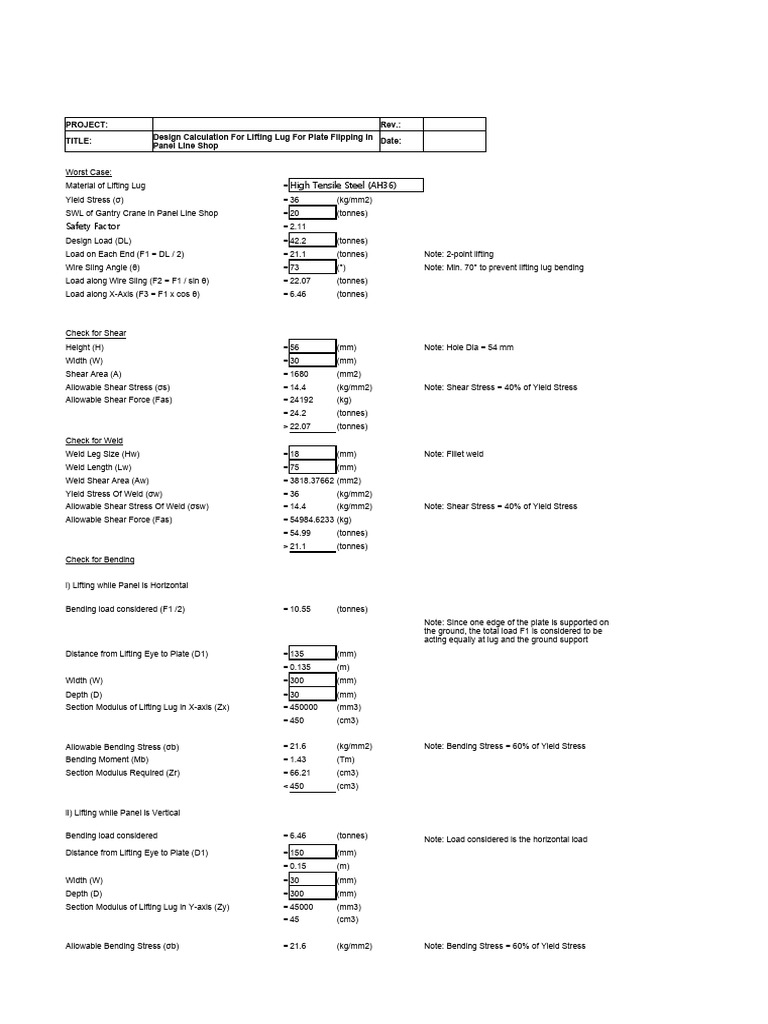 참고자료 6. Shear-Strength-Calculation-for-Lifting-Lug-for-Plate-Flipping ...