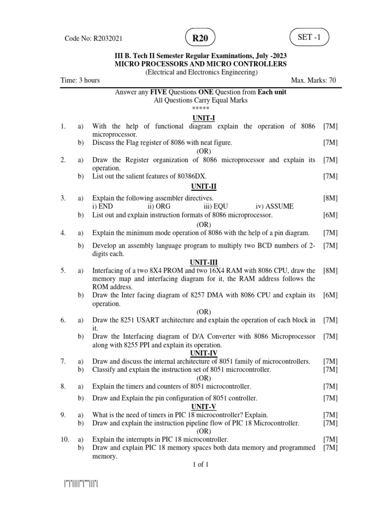 Micro Processors and Micro Controllers July 2023 | PDF ...