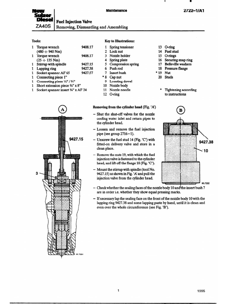 2722-1 A1 FUEL INJECTION VALVE - Removing, Dismantling and Assembling | PDF