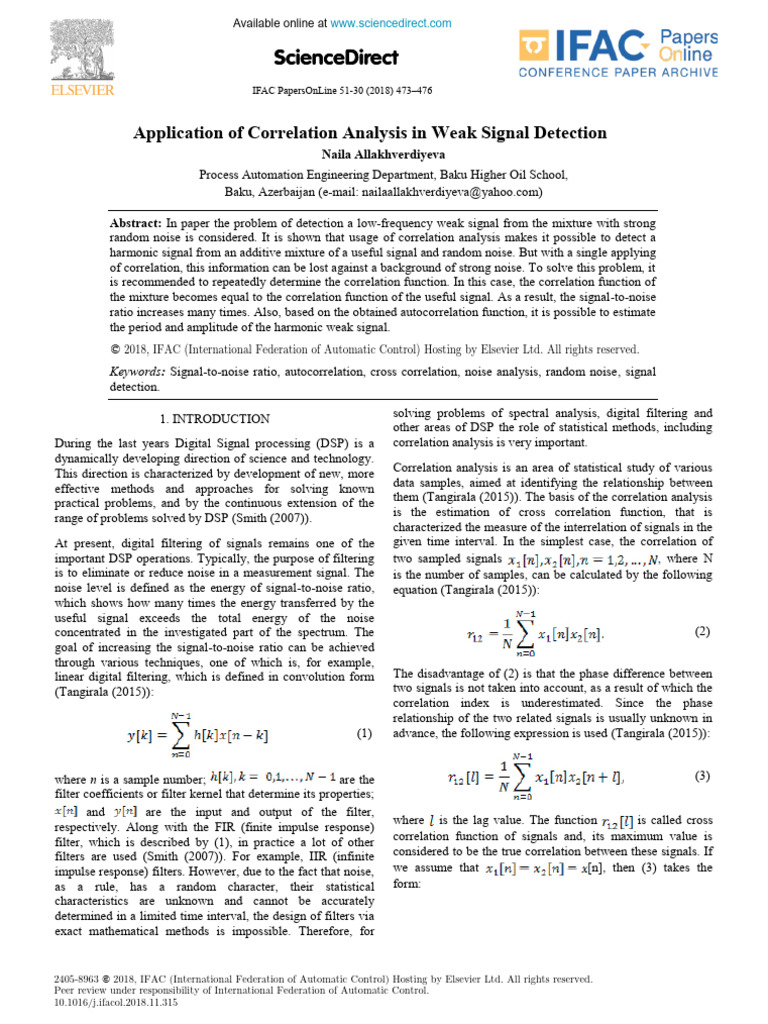 Allakhverdiyeva 2018 Application Of Correlation Analysis In Weak
