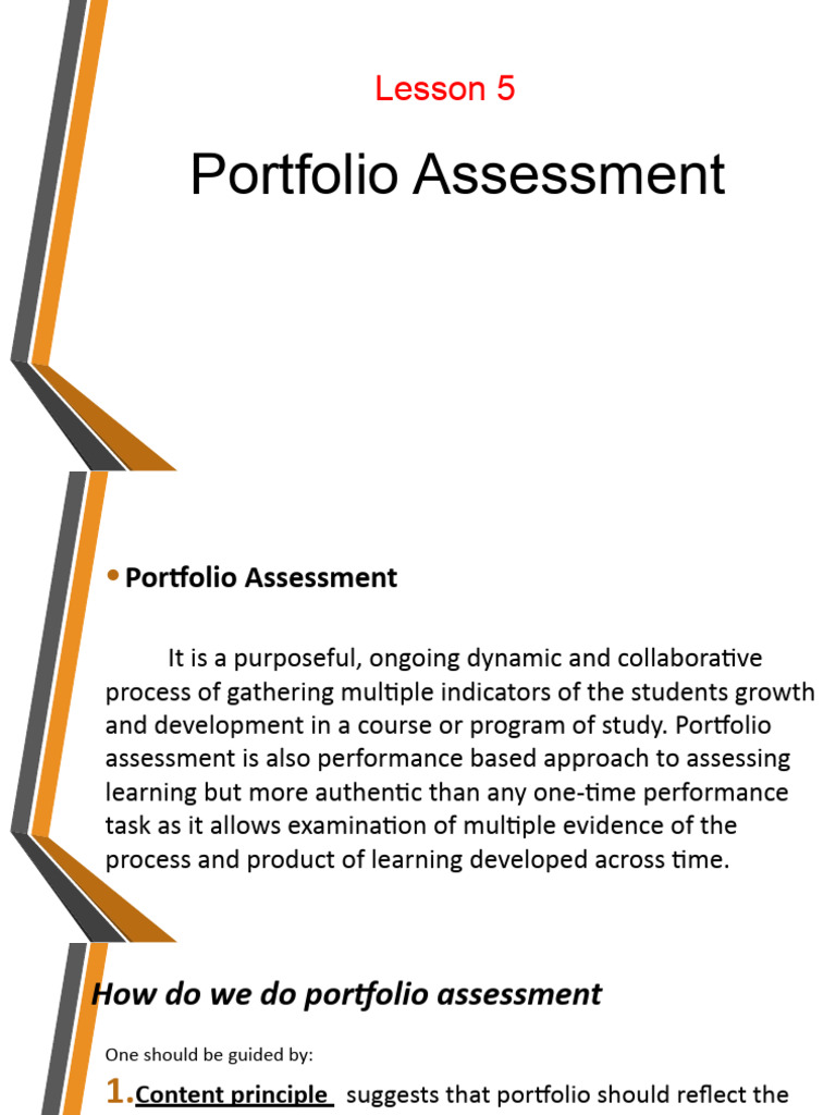 Portfolio Assessment Principles and Types | PDF | Educational ...