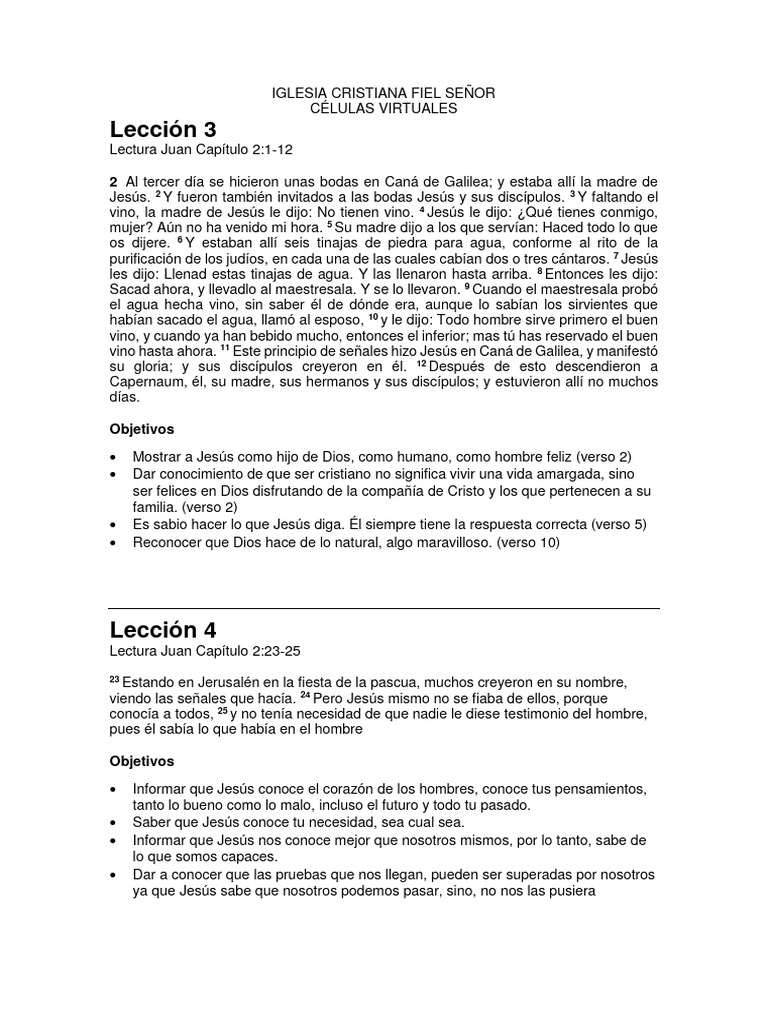 Celulas Virtuales Lecciones 3 y 4 | PDF | Jesús | María, madre de Jesús