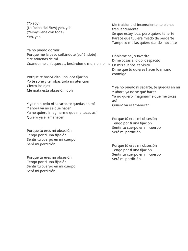 "Obsesión: La Fijación de un Amor" | PDF