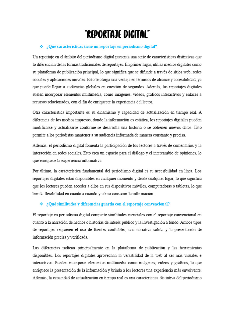 Reportaje Digital | PDF | Multimedia | ciberespacio