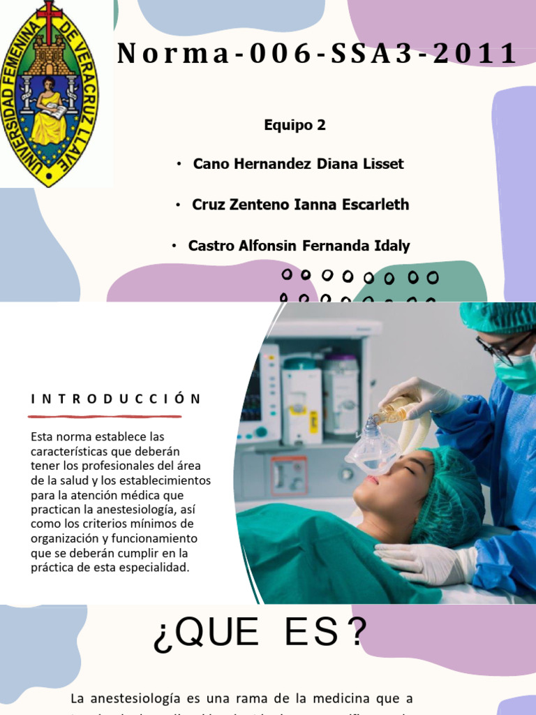 NORMA 006 SSA3 2011 | PDF | Anestesia | Causas de la muerte