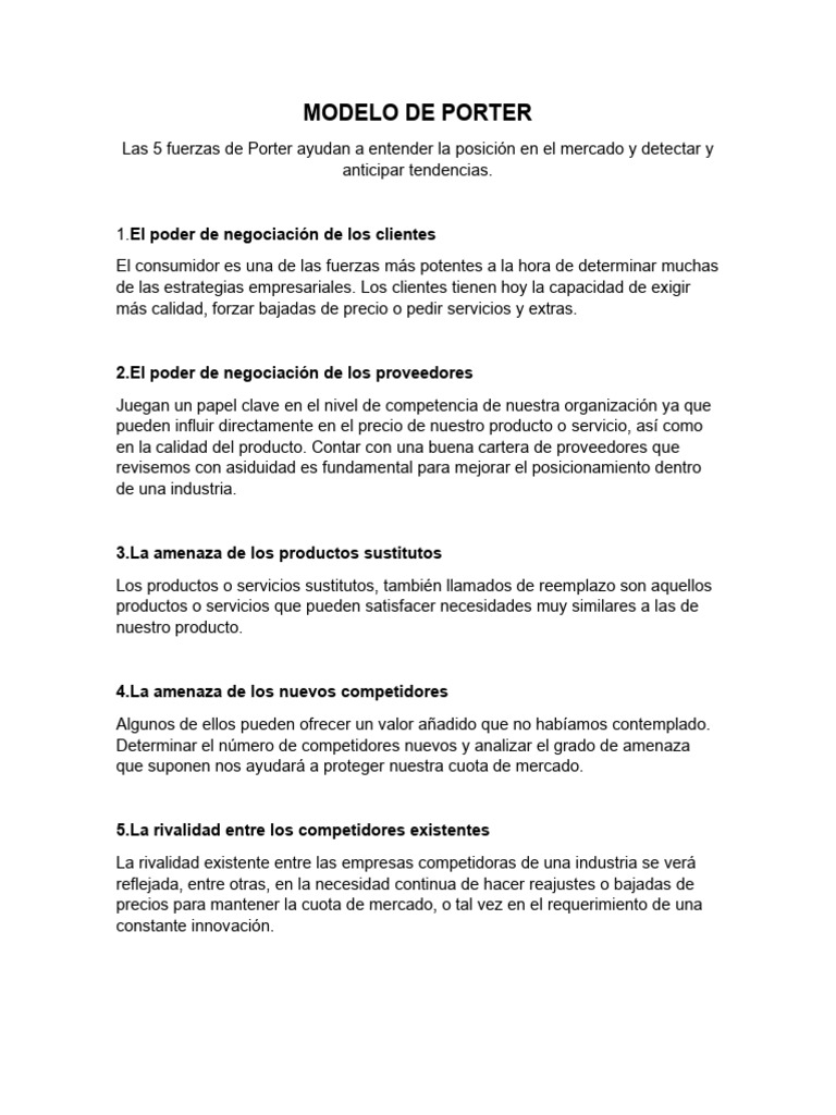 Modelo de Porter | PDF