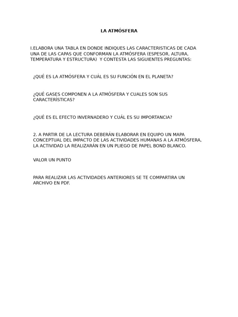 Características y Funciones de la Atmósfera | PDF