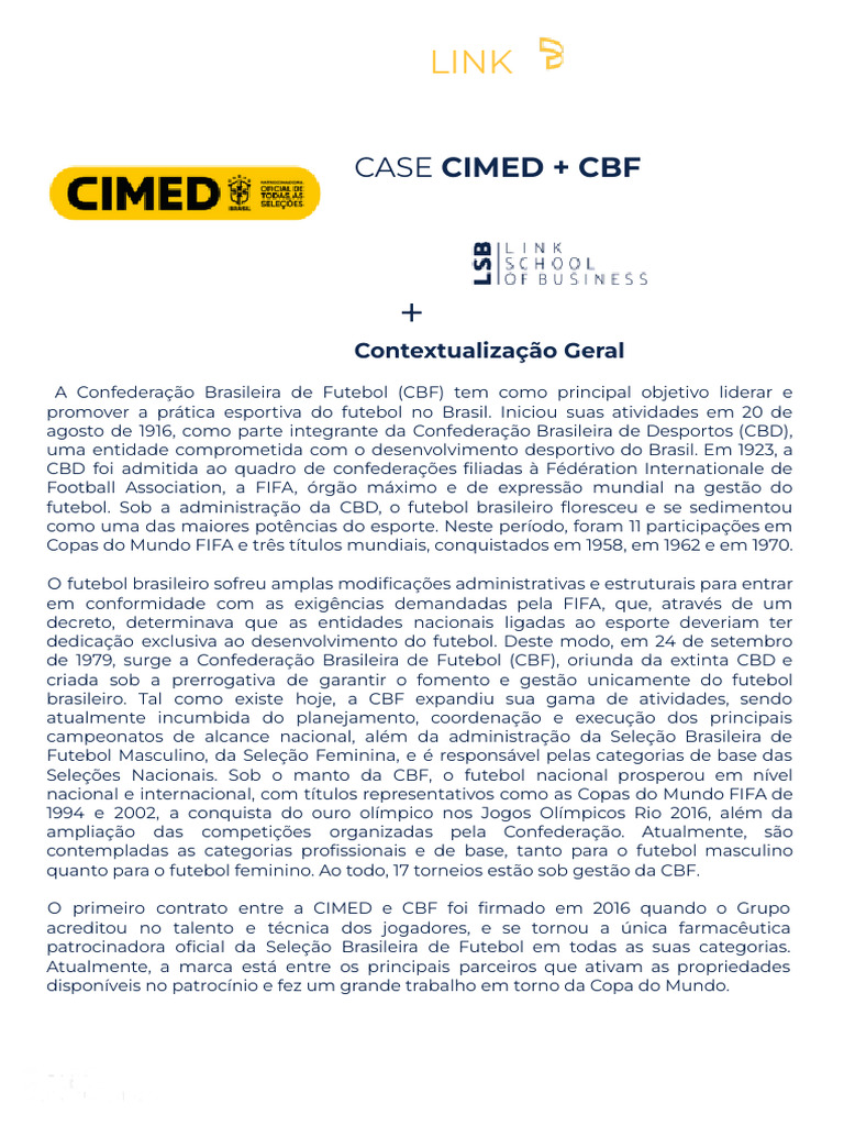 Case Cimed + CBF - Jornada 2023 | PDF | Futebol | Brasil