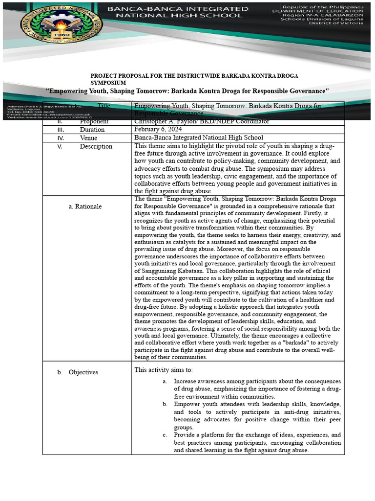 Project Proposal On BKD Districtwide Act | Download Free PDF | Empowerment | Governance