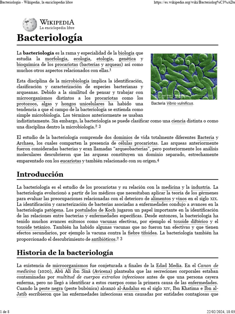 Bacteriología - Wikipedia, La Enciclopedia Libre | PDF | Microbiología ...