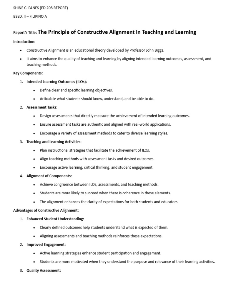 Constructive Alignment in Education | PDF | Teaching Method ...