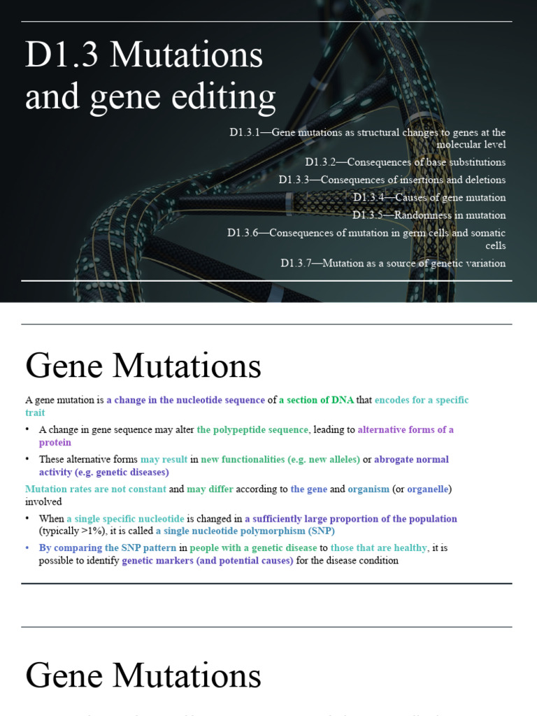 D1.3 Mutations and Gene Editing | PDF | Mutation | Gene