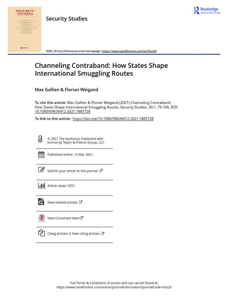 Channeling Contraband How States Shape International Smuggling Routes ...